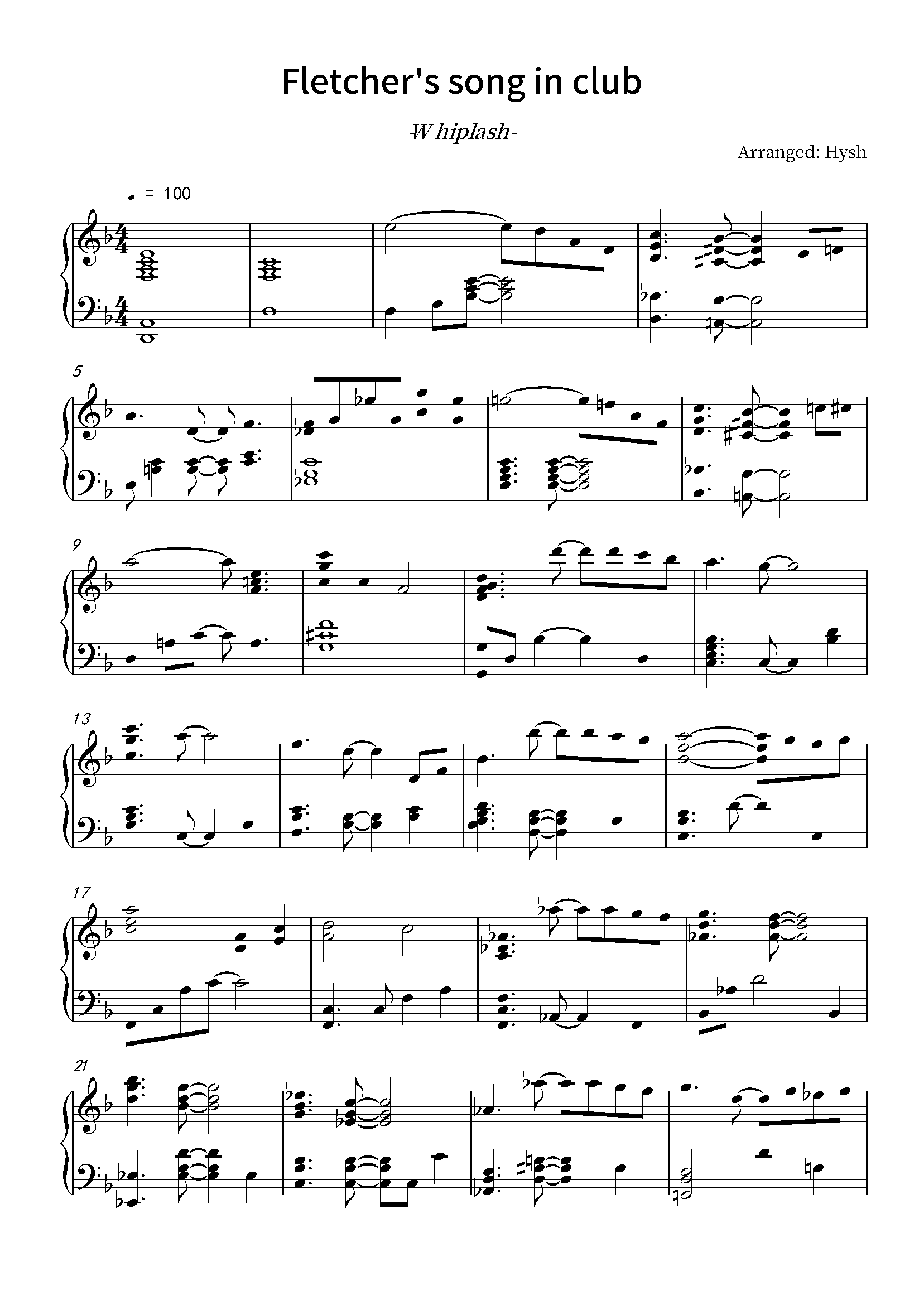 Fletcher‘s song in club，Fletcher‘s song in club钢琴谱，Fletcher‘s song in ...